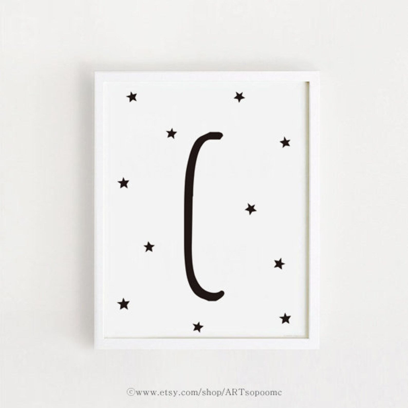 Letter C Printable Nursery Wall Art Initial C Print Black and - Etsy