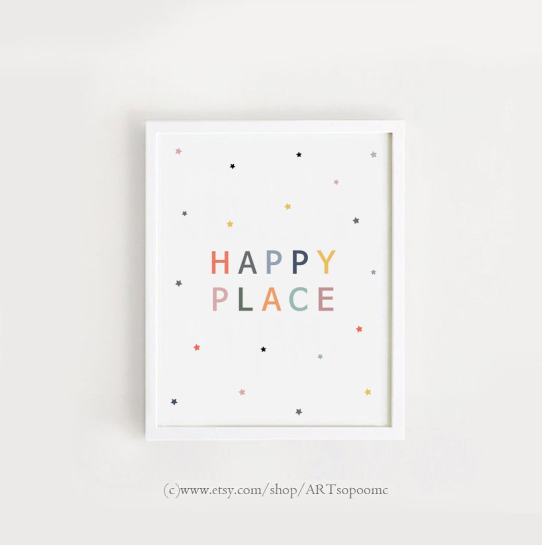 INSTANT DOWNLOAD - Happy Place Poster Printable Baby Room Wall Art Cute ...