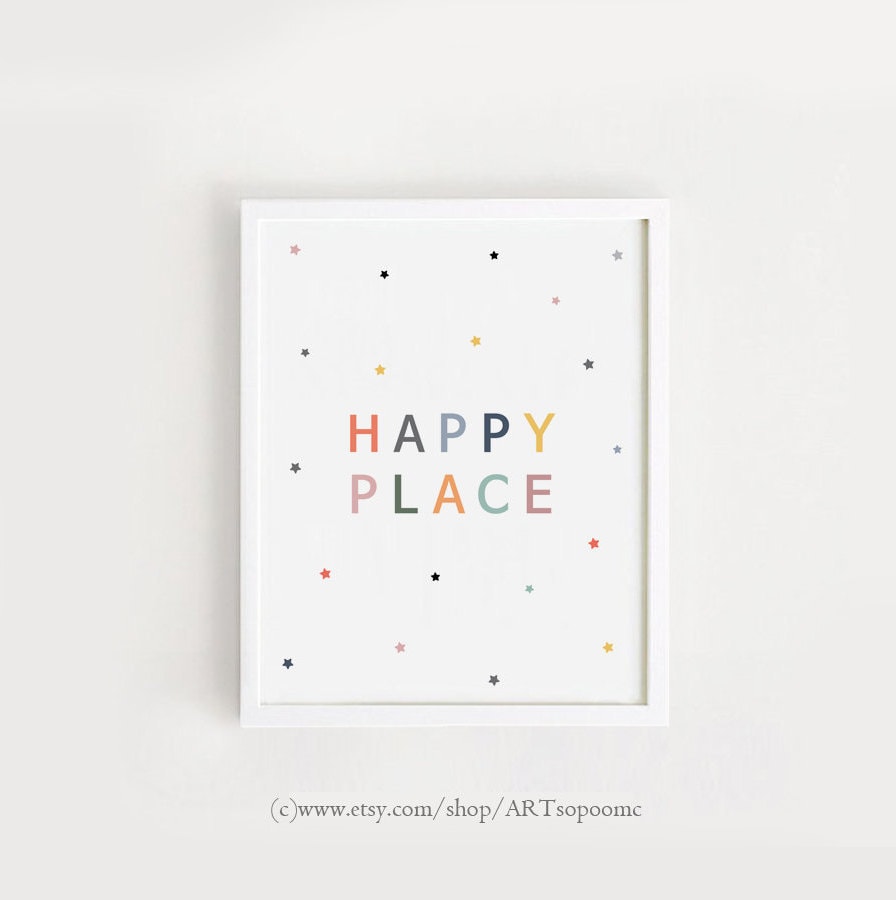 INSTANT DOWNLOAD Happy Place Poster Printable Baby Room Wall - Etsy