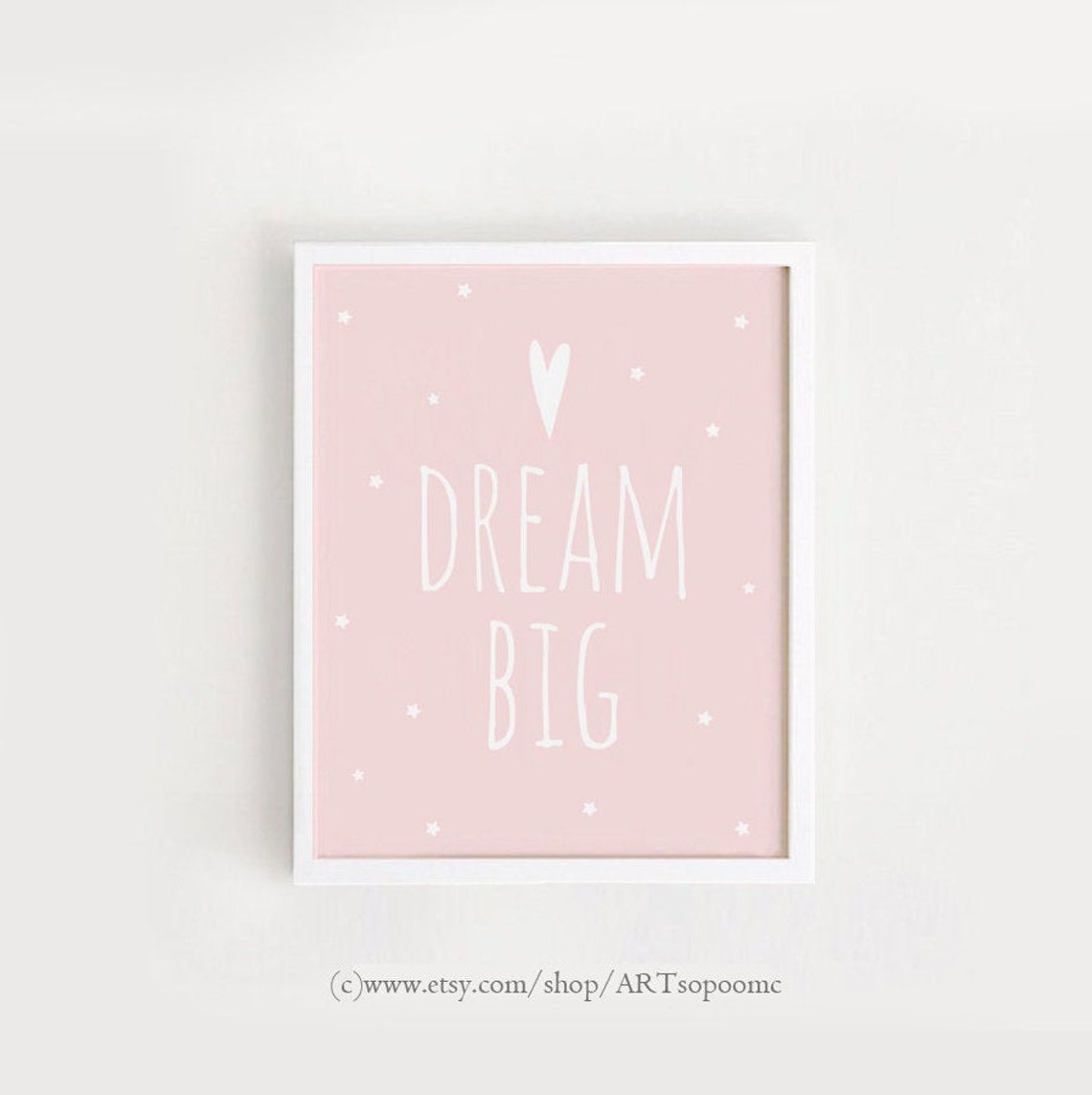 Printable Dream Big Quotes Pink Poster Sign Simple Cute | Etsy