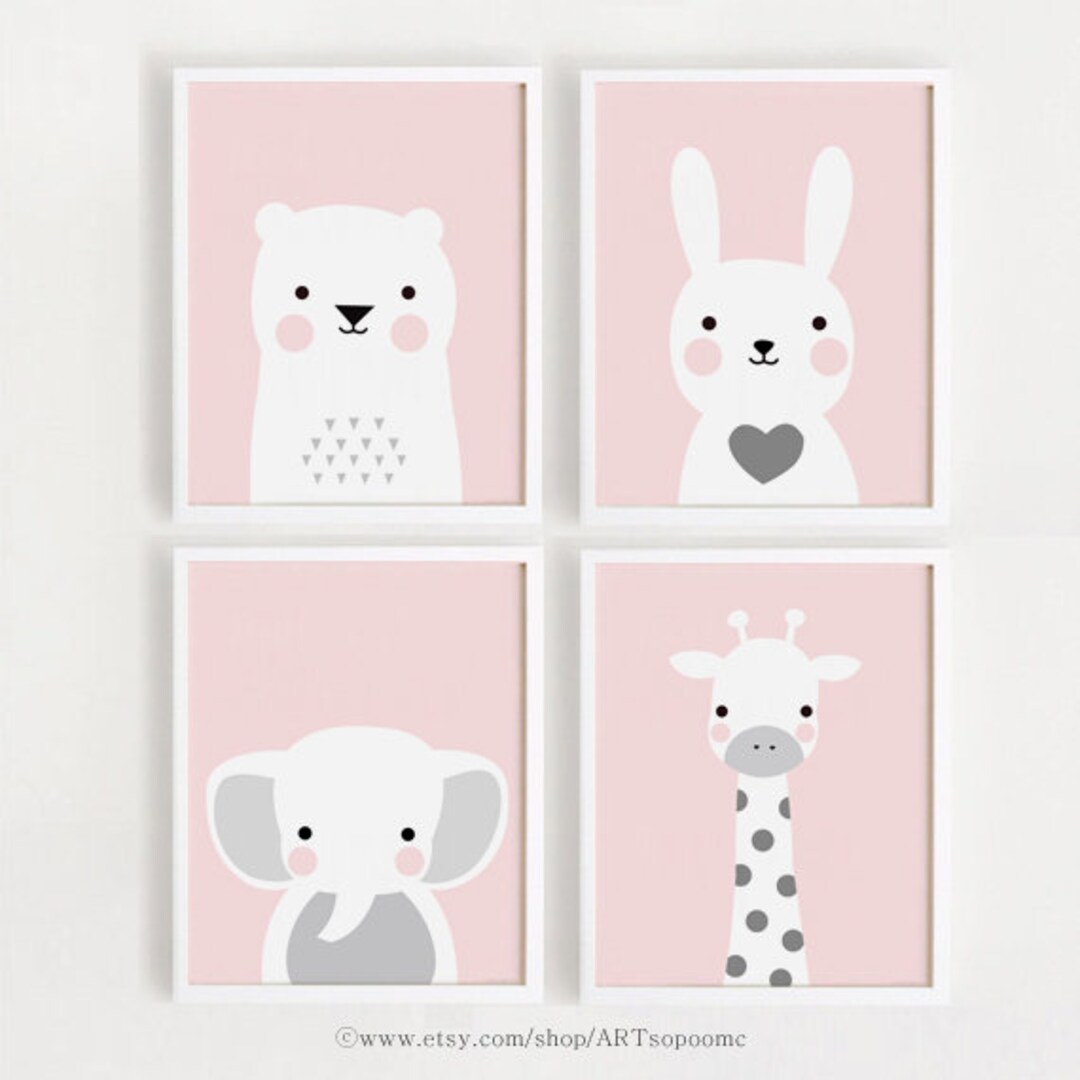 Printable Nursery Art Set of 4 Poster Baby Girls Room Wall Art Child ...