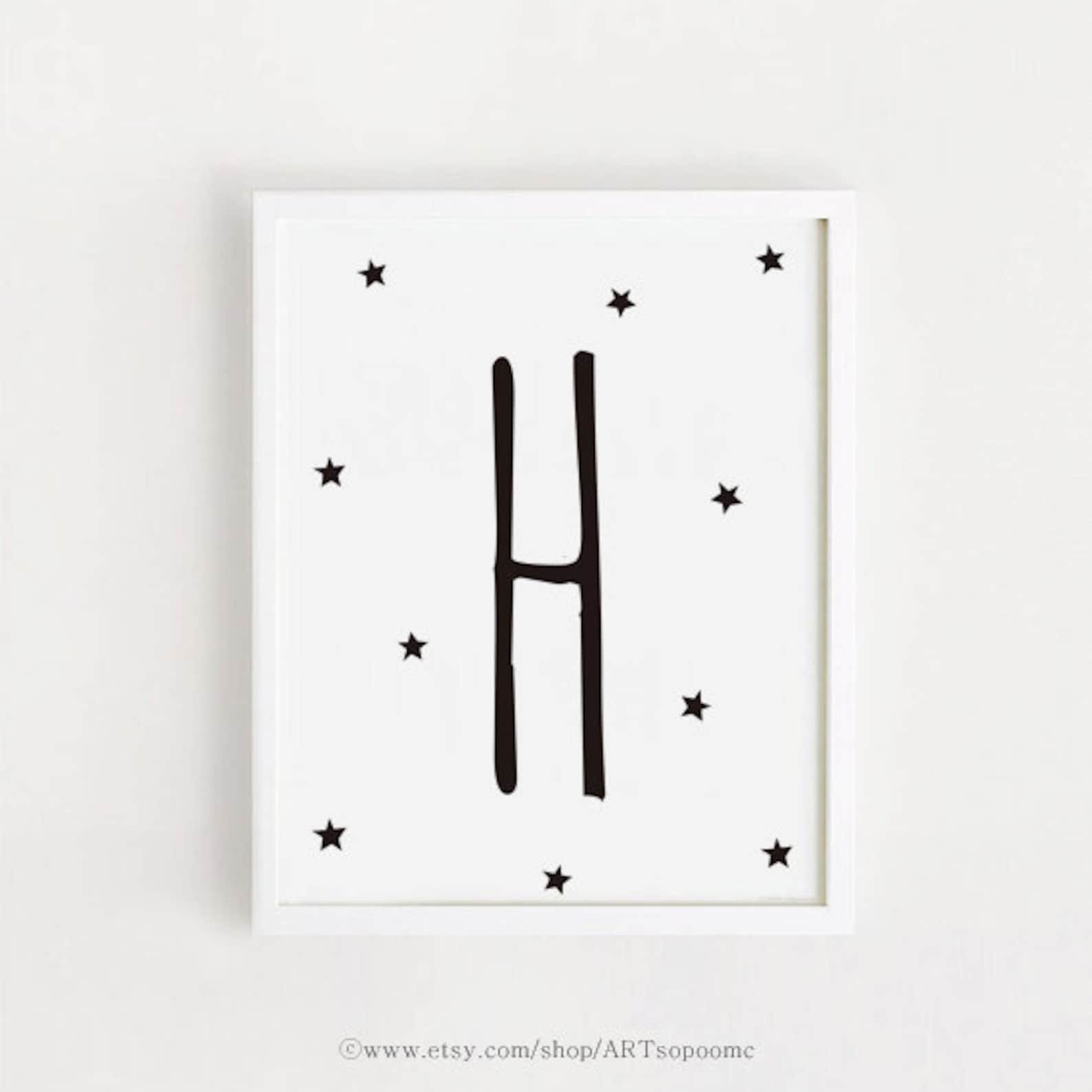 INSTANT DOWNLOAD Letter H Print Printable Nursery Art Black | Etsy