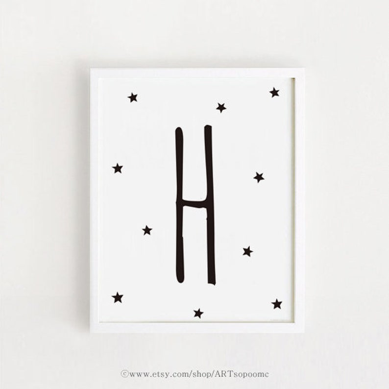 INSTANT DOWNLOAD Letter H Print Printable Nursery Art Black | Etsy