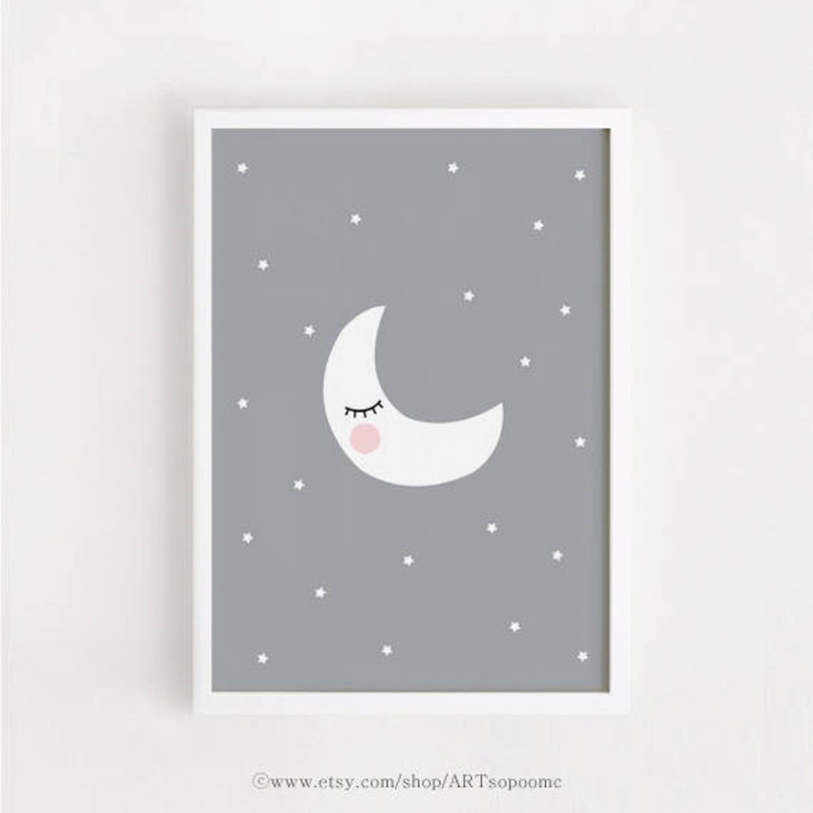Moon nursery decor Printable Nursery Art Poster Baby room Wall | Etsy