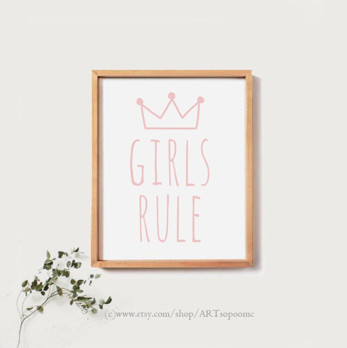 Printable Girls Room Wall Art Girls Rule Sign Pink and White | Etsy