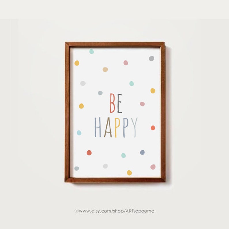 Instant download printable art Be happy Poster bebe room art | Etsy
