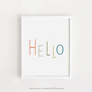 Printable Home Wall Art - Hello Poster Cute Art Baby Room Decor Kids ...