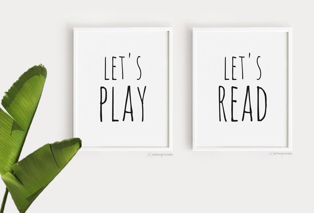 Let's Play Let's Read Printable Sign Printable Classroom Wall Art Set ...