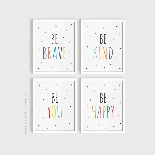 Instant Download Be Brave Be Kind Be You Be Happy Kids Room - Etsy