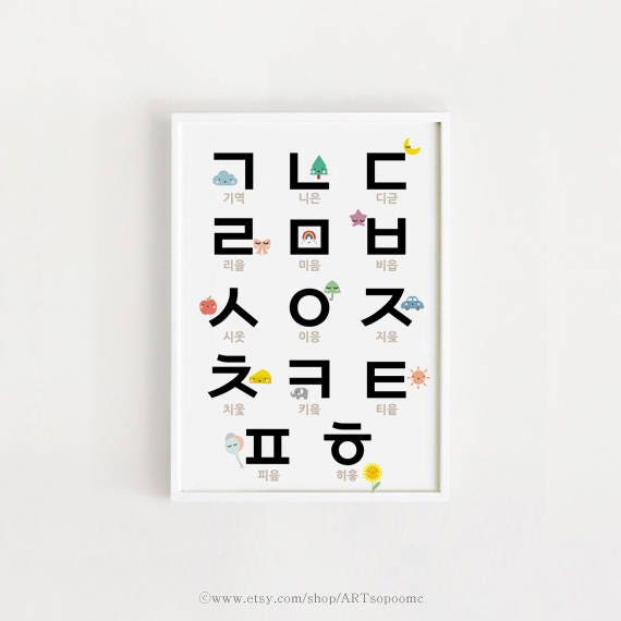 Printable korean Alphabet poster / Hangul Study poster Korea | Etsy