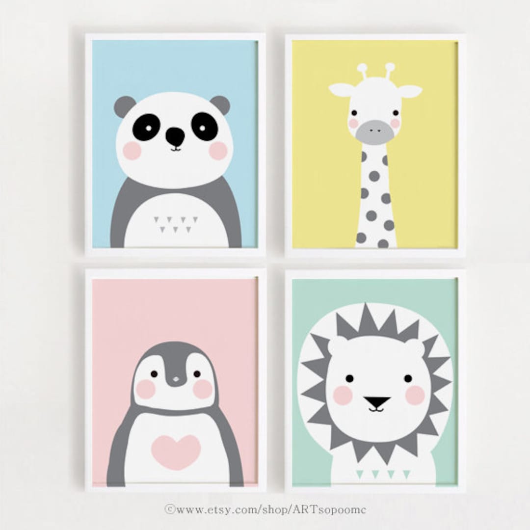 Printable Nursery Wall Art Set of 4 Poster Baby Art Kids Room - Etsy