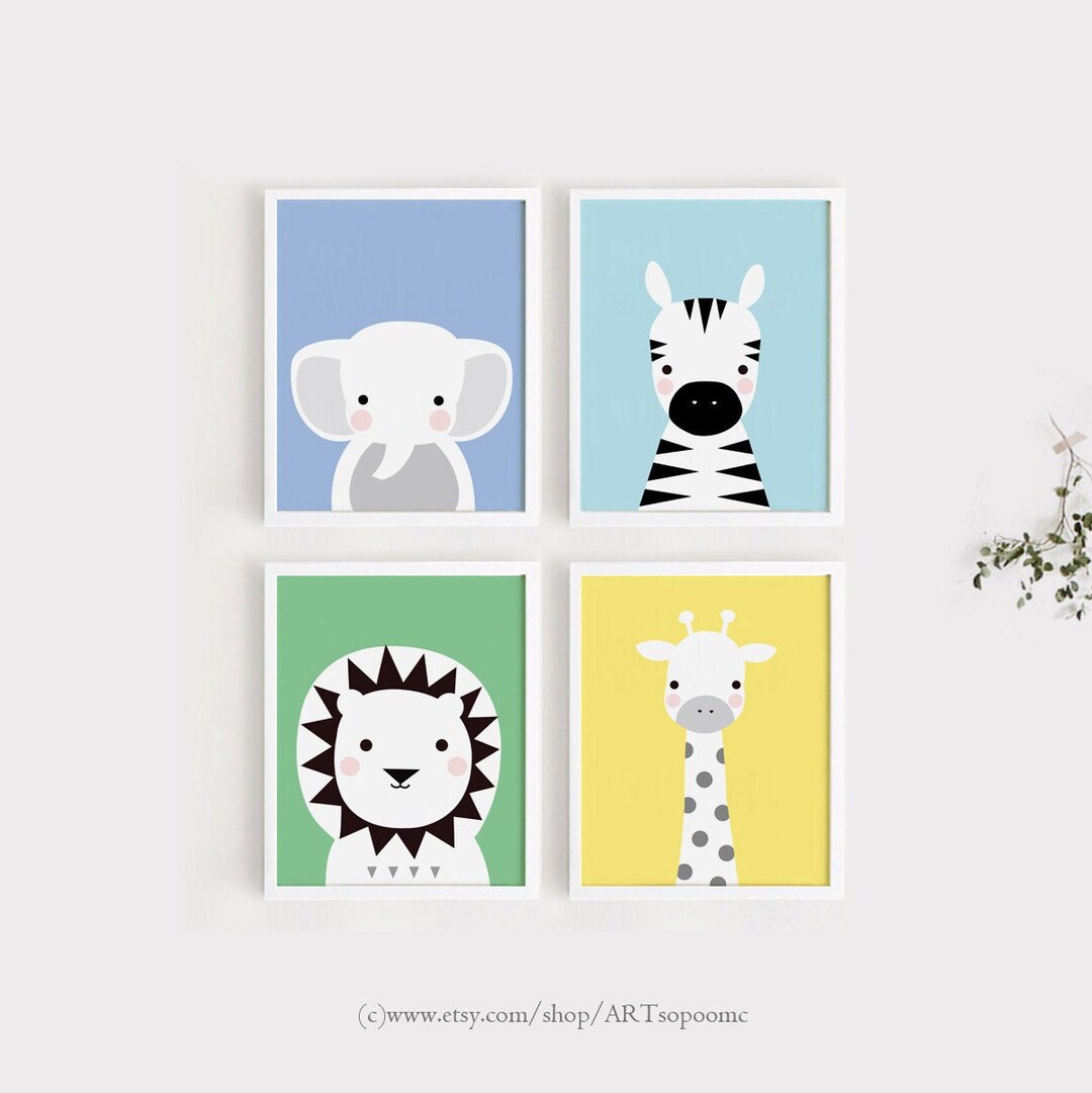 Printable Nursery Wall Art Set of 4 Poster Baby Art Kids Room Cute ...