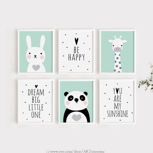 Printable Nursery Wall Art Set of 6 Poster Baby Art Kids Room - Etsy