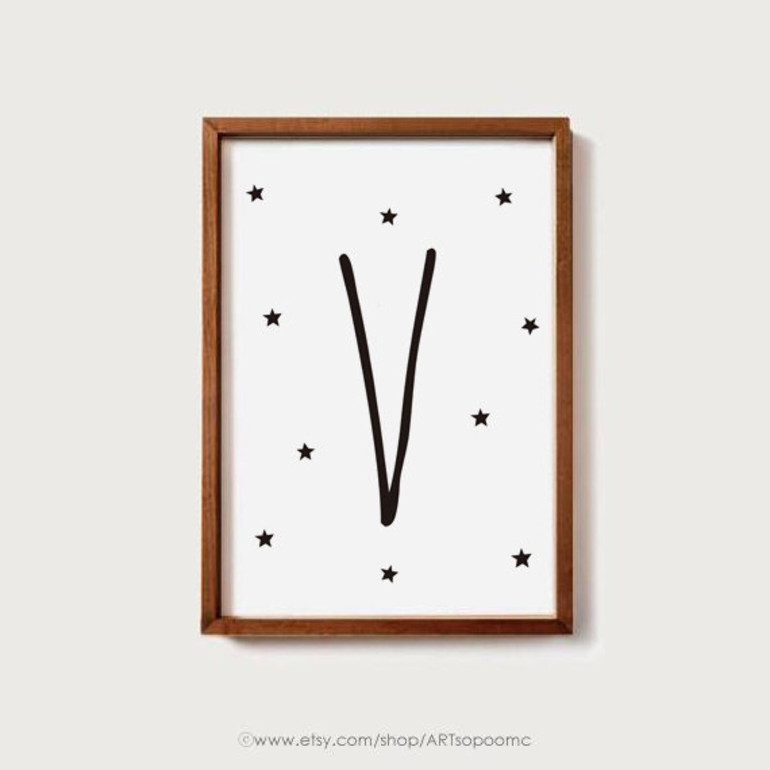 Monogram V Letter V Print Printable Wall Art Black and White - Etsy