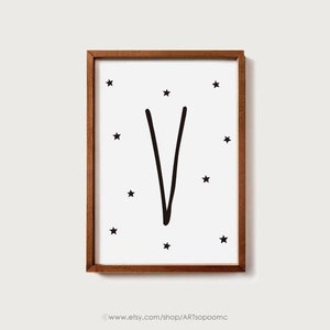 Monogram V Letter V Print Printable Wall Art Black and White ...