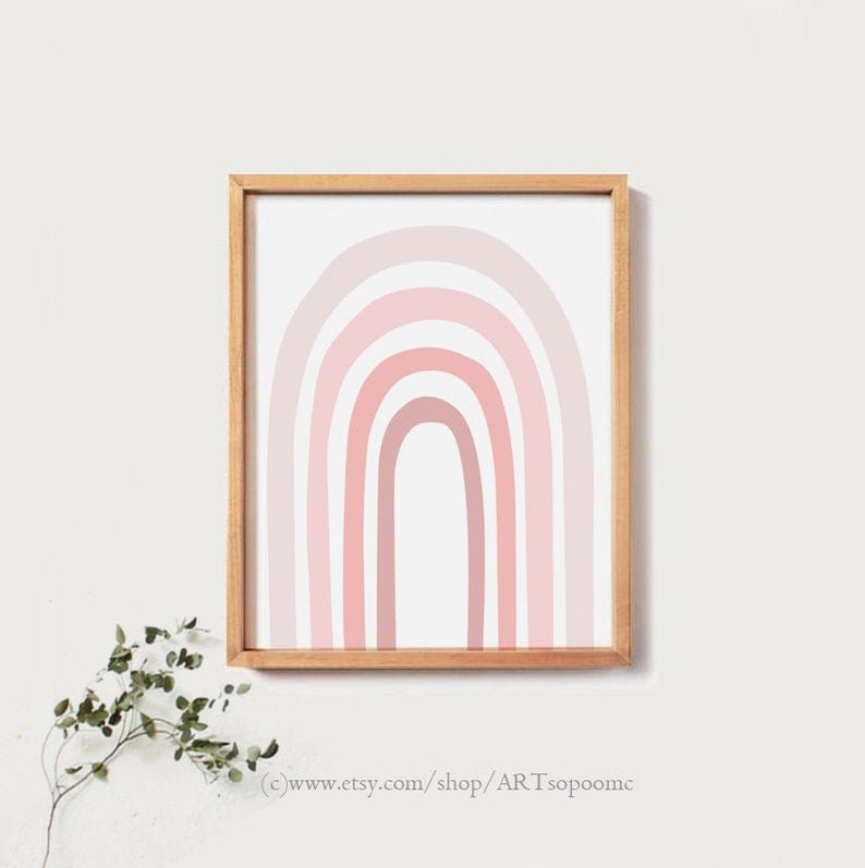 Boho Wall Art Printable Wall Art Pink Rainbow Print Baby Girls - Etsy