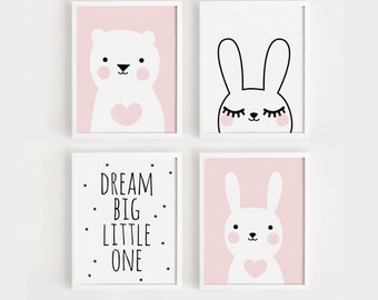 Printable Nursery Art Set of 3 Poster Baby Girls Room Wall Art | Etsy