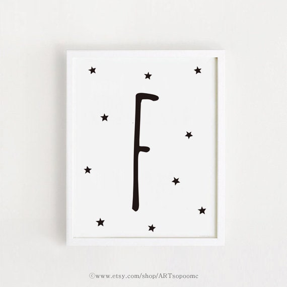 INSTANT DOWNLOAD Letter F Print Printable Nursery Art Black and White ...