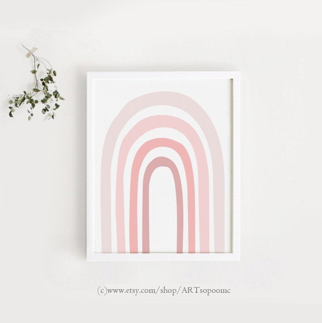 Boho Wall Art Printable Wall Art Pink Rainbow Print Baby Girls Room ...