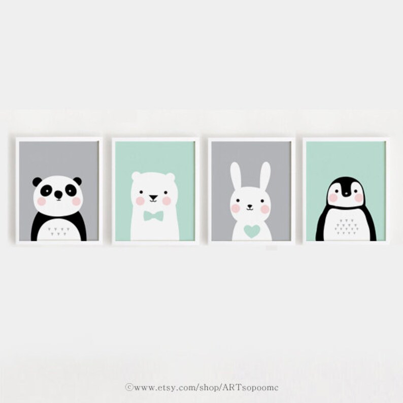 Printable Nursery Art Set of 4 Poster Baby Wall Art Kids Room - Etsy
