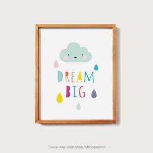 Printable - Dream Big Poster Cute Art for Baby Room Wall Decor Kids ...