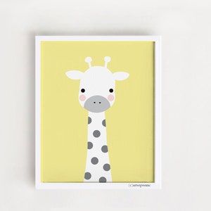 Printable Nursery Wall Art Giraffe Print Baby Yellow Room Decor Cute ...