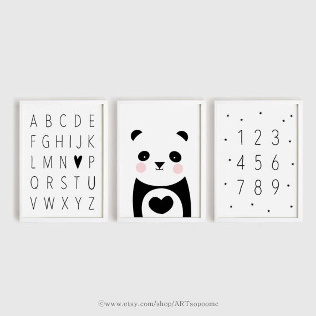 Digital Print Download - Alphabet and Number Printables Heart Panda ...