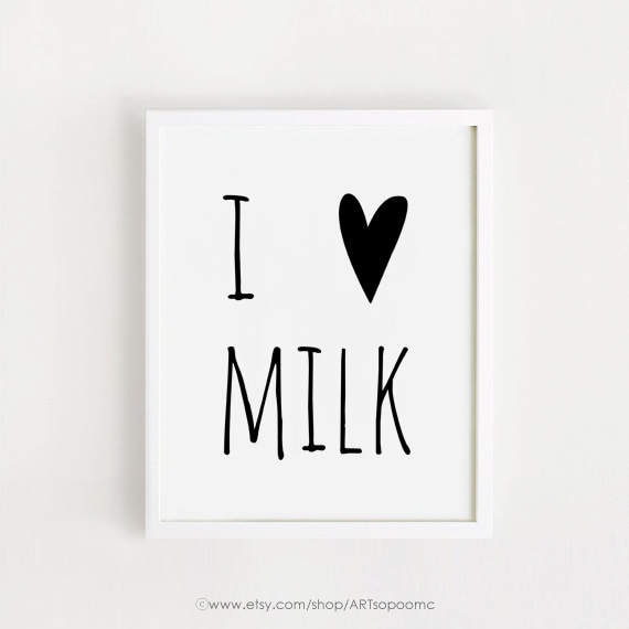 Printable nursery art I Love Milk Baby room Wall art decor | Etsy