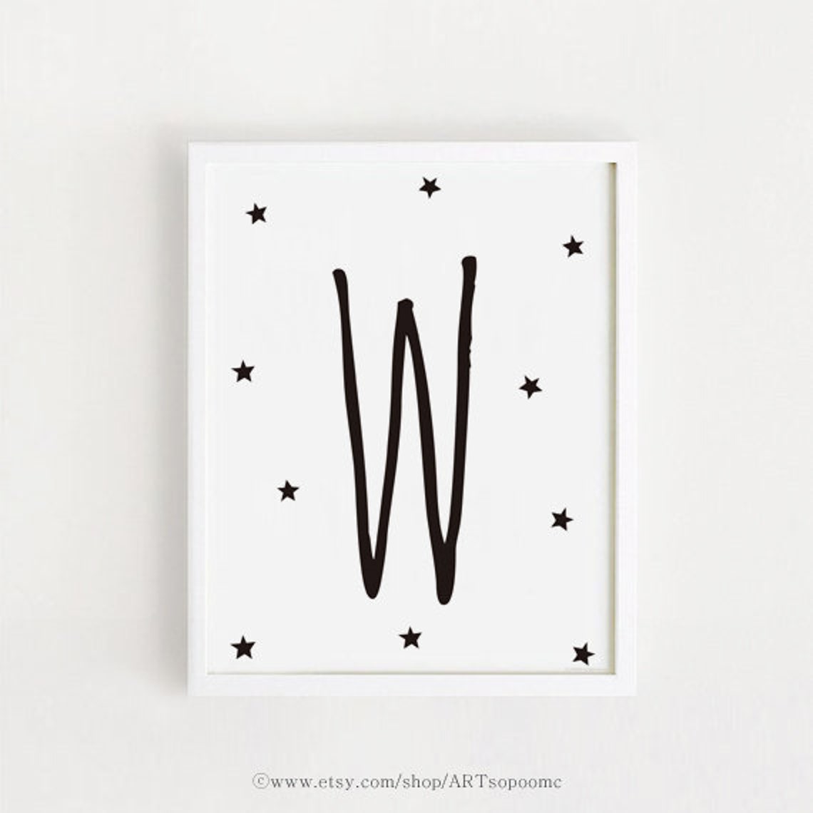 Letter W Printable Nursery Wall Art Initial W Print Black and - Etsy