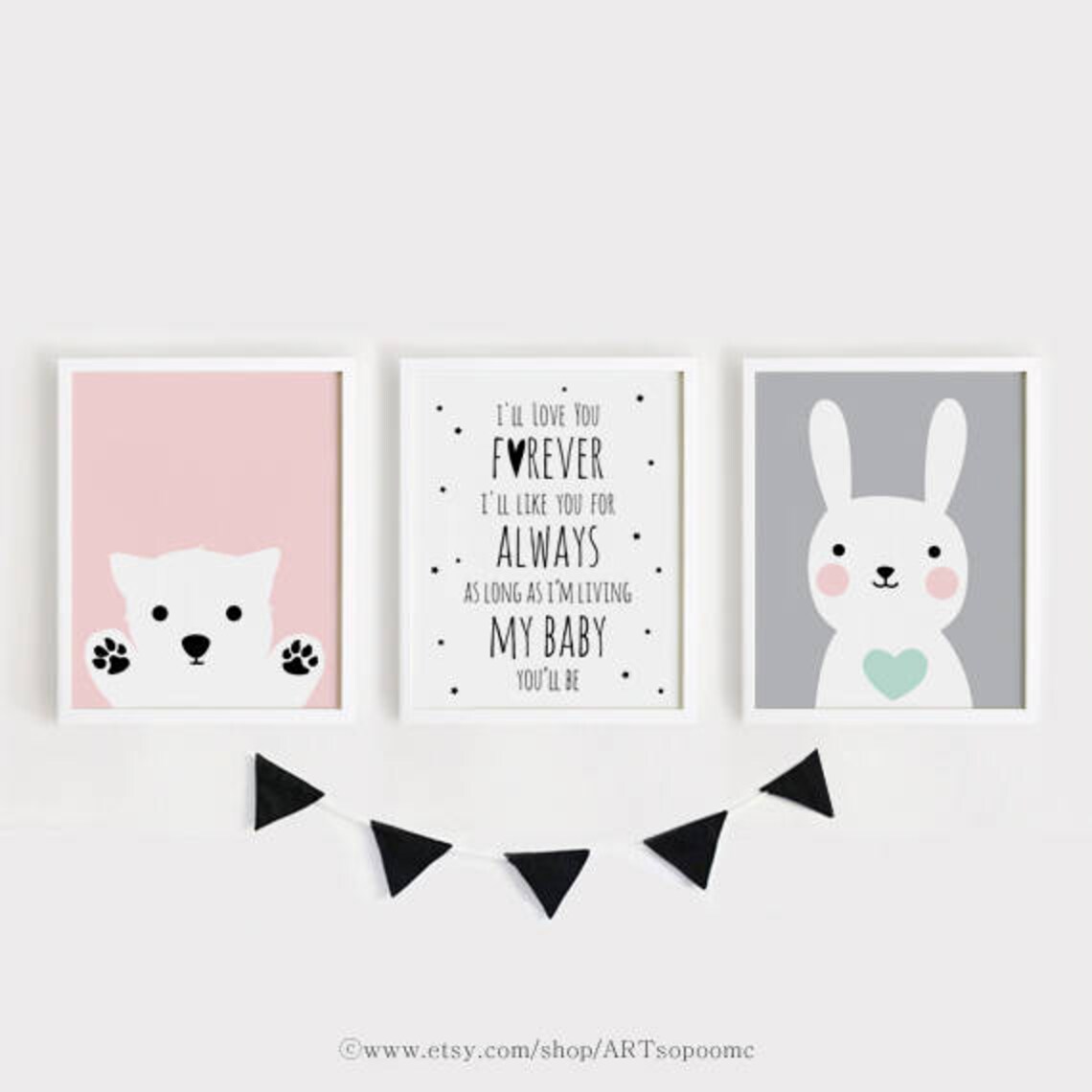 Printable Nursery Art Set of 3 Baby Room Poster Puppy and | Etsy