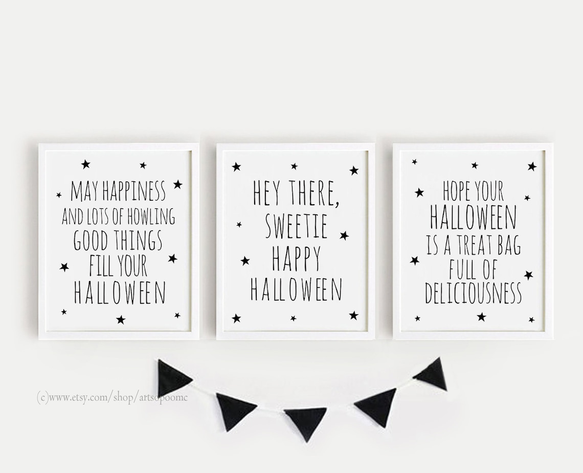Halloween Quotes Printables for Kids Wall Art Set of 3 Poster - Etsy