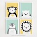 Printable Nursery Art Set of 4 Monkey, Penguin, Lion, Puppy Animals ...