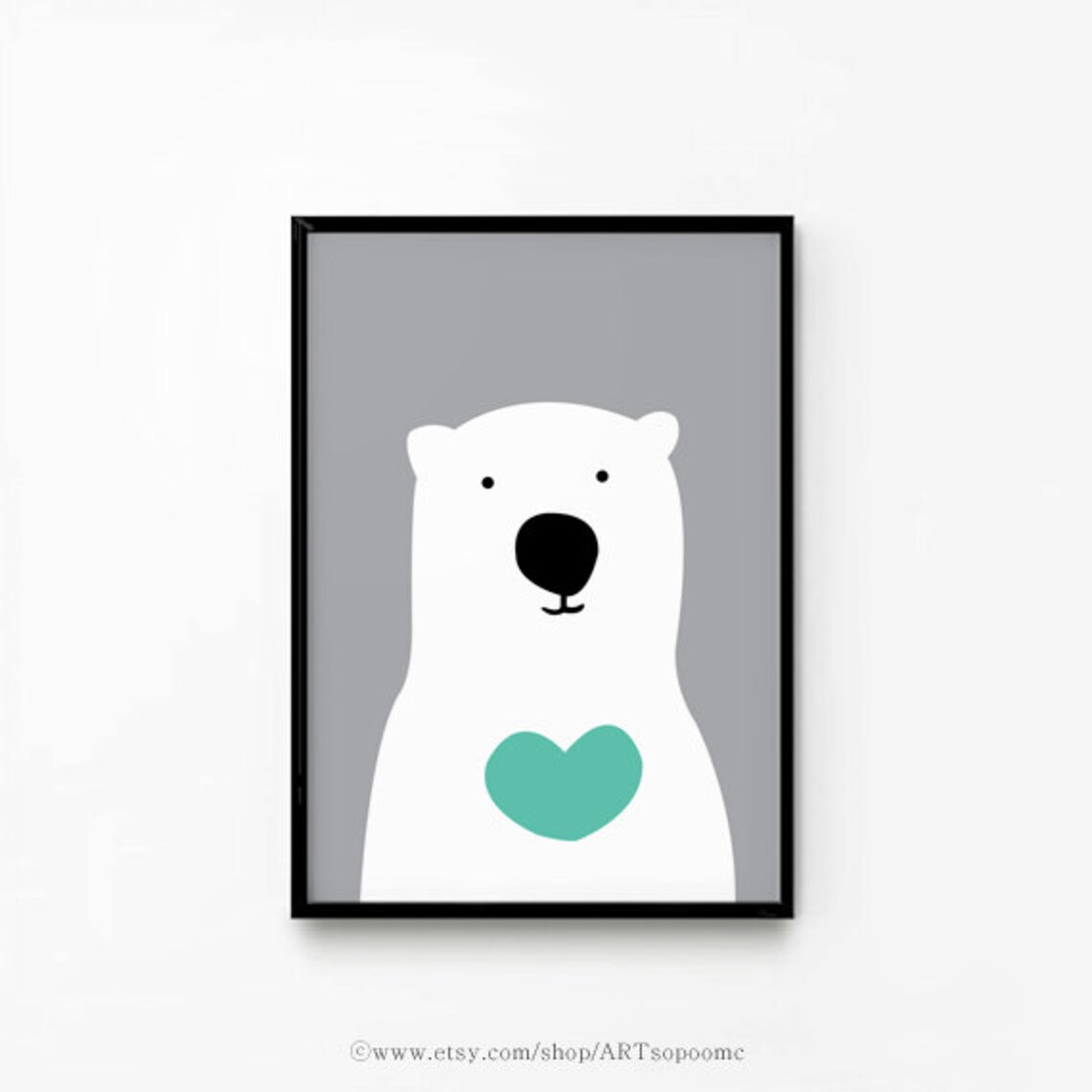 Heart Bear Printable Wall Decor Poster Baby Kids Room Art | Etsy