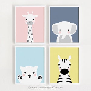 Instant Download - Nursery Wall Art Animals Baby Poster Set of 4 Kids ...