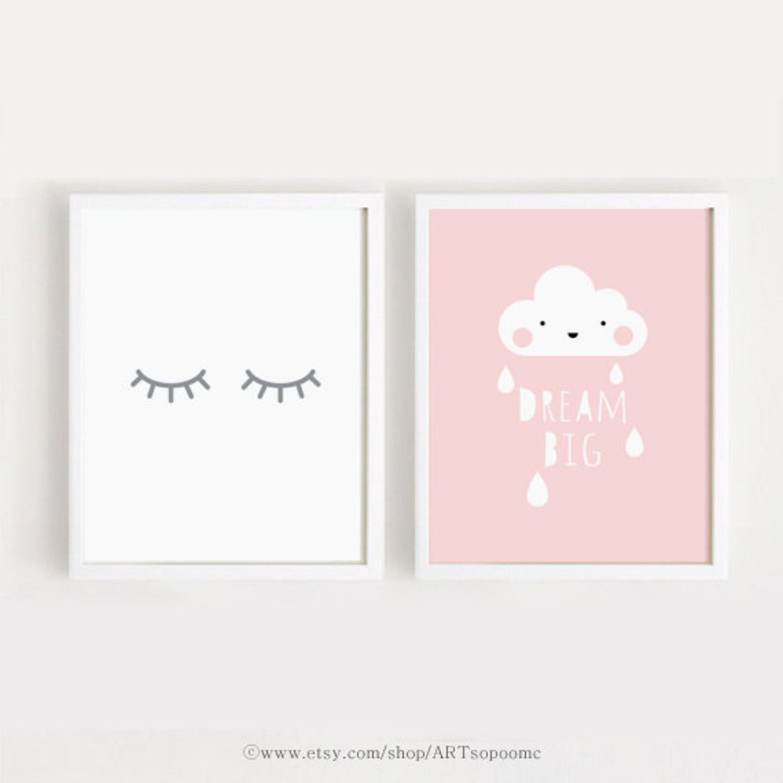 Pink Printable Nursery Wall Art Set of 4 Poster Baby Girl | Etsy