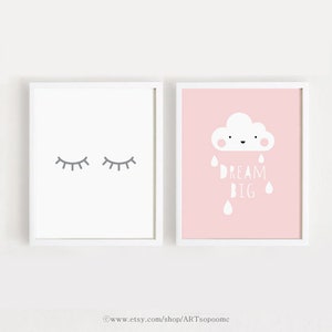 Pink Printable Nursery Wall Art Set of 4 Poster Baby Girl Print Kids ...