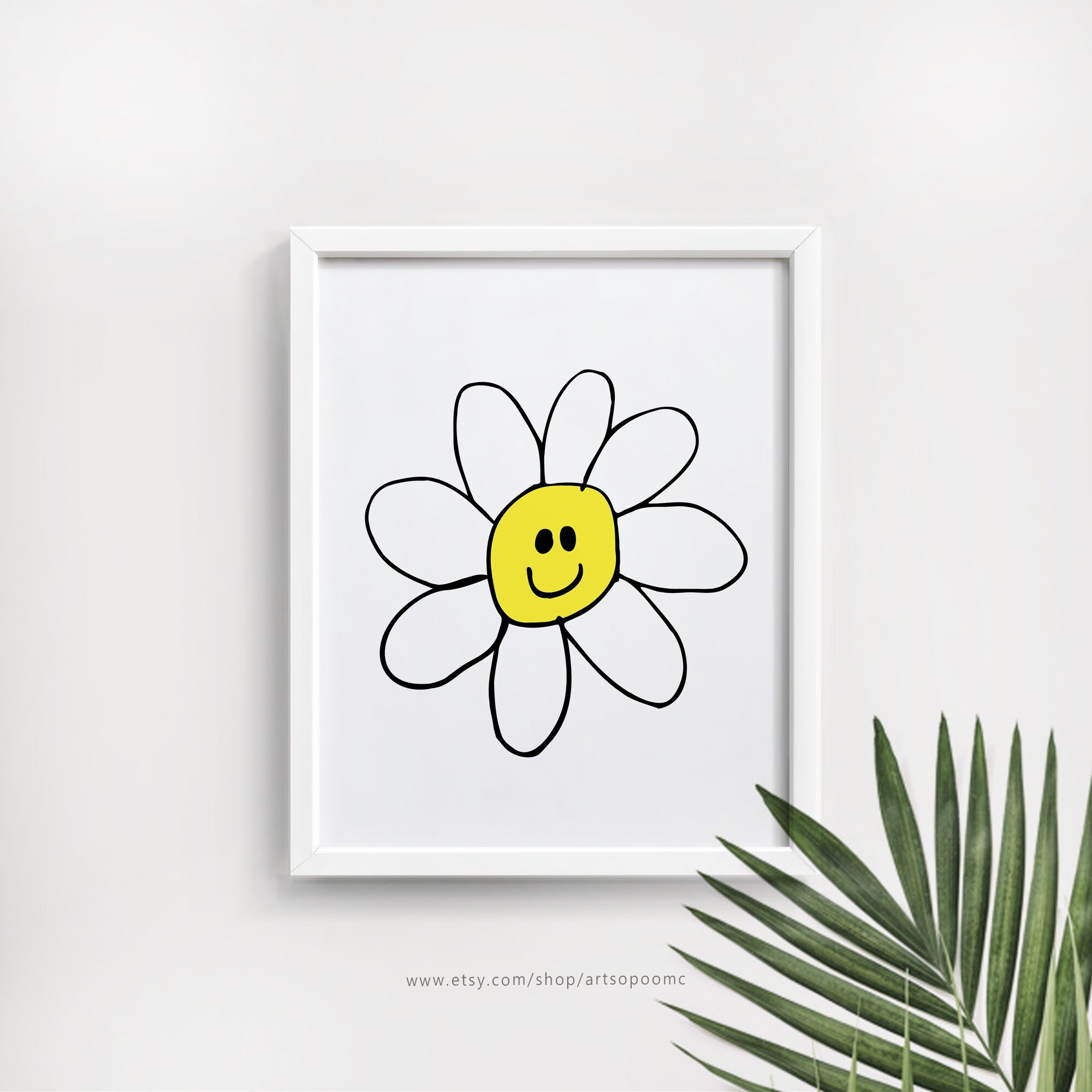 Printable Flowers Daisy Wall Art Smile Digital Print Download | Etsy