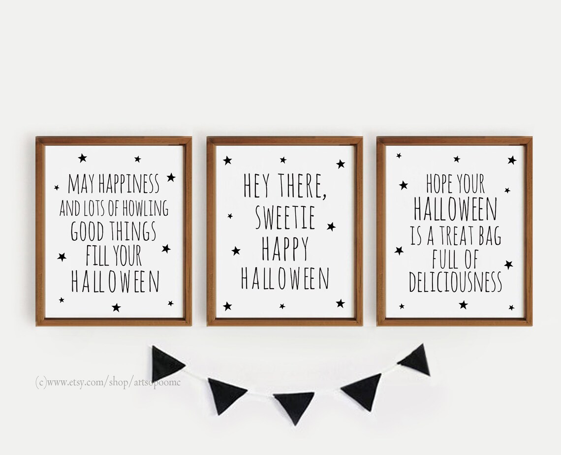 Halloween Quotes Printables for Kids Wall Art Set of 3 Poster - Etsy