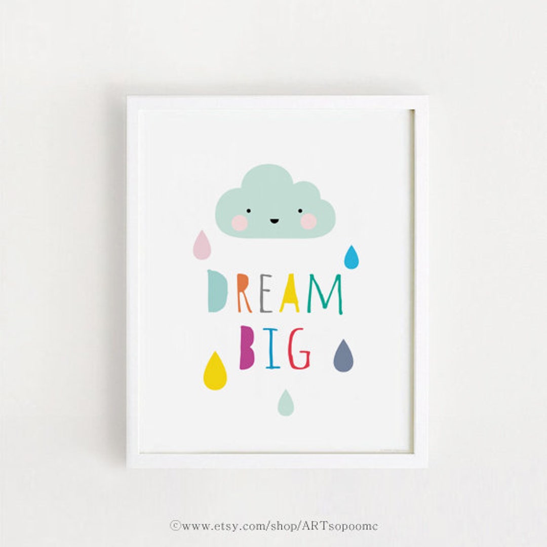Printable - Dream Big Poster Cute Art for Baby Room Wall Decor Kids ...
