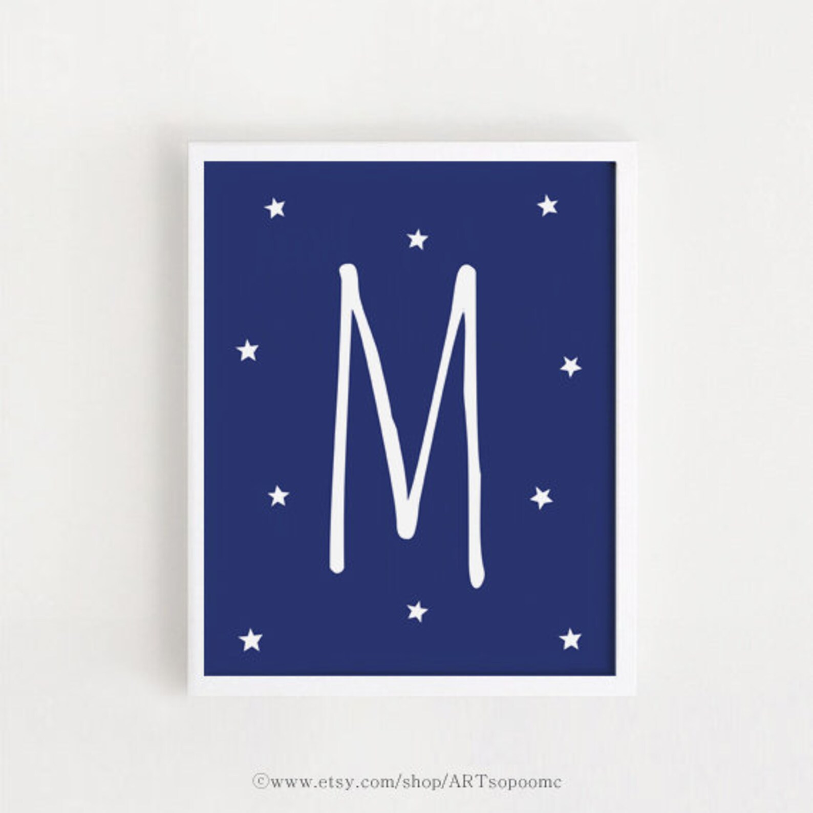INSTANT DOWNLOAD letter M print Printable nursery art Navy | Etsy