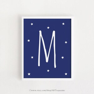 INSTANT DOWNLOAD Letter M Print Printable Nursery Art Navy Blue and ...