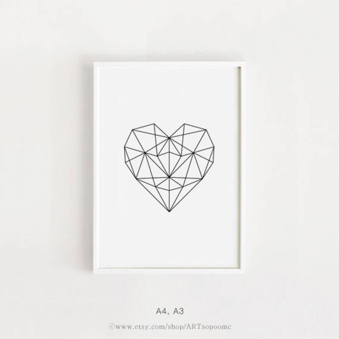 Geometric Heart Wall Art Printable Wall Decal Print Wall Art - Etsy