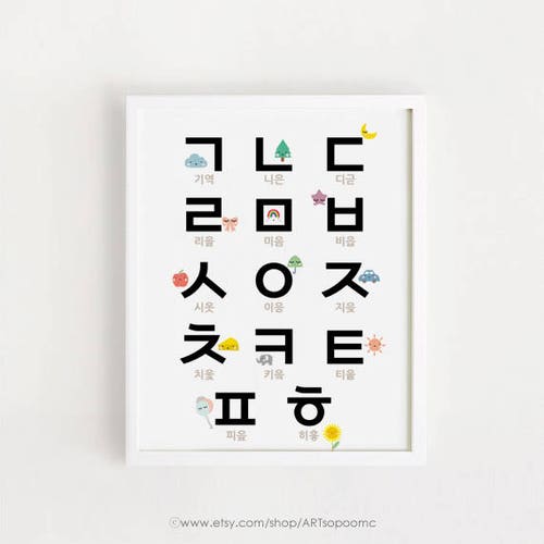 Printable Korean Alphabet Poster Hangul Study Poster Korea - Etsy