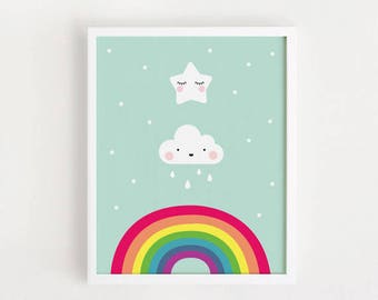Printable Digital Artwork Downloadjpegpngkawaii Rainbow - Etsy