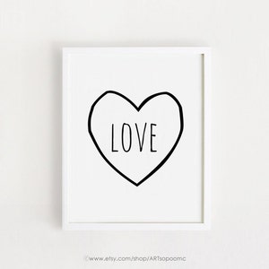 LOVE Heart Printable INSTANT DOWNLOAD Poster Baby Room Wall Art Decor ...