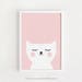 Printable Nursery Wall Art Pink Cat Print Baby Girls Room - Etsy