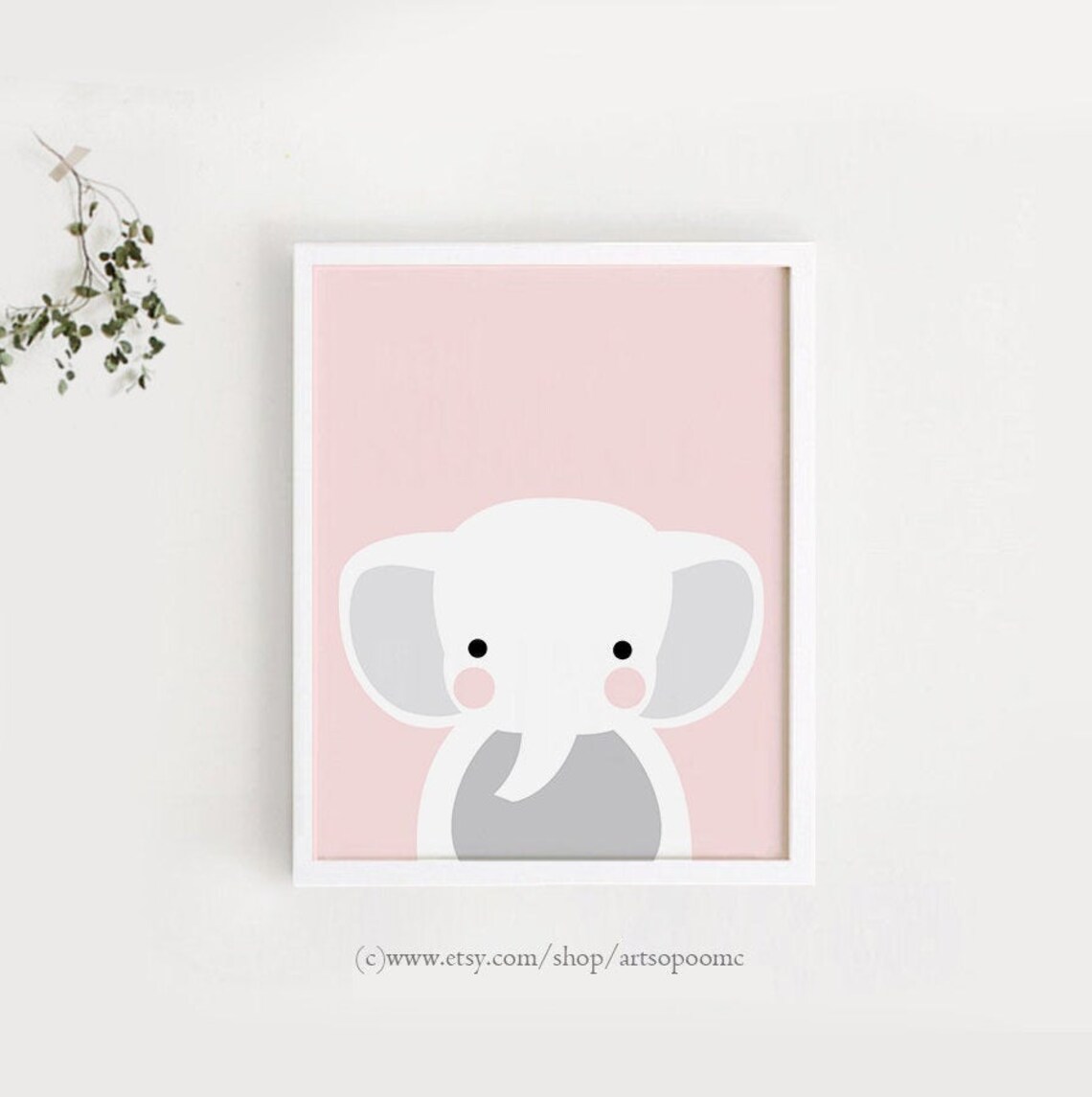 Printable Nursery Wall Art Pink Elephant Poster for Baby Girls | Etsy