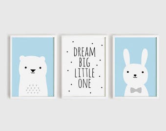 Printable Nursery Art Set of 3 Poster Baby Girls Room Wall Art | Etsy