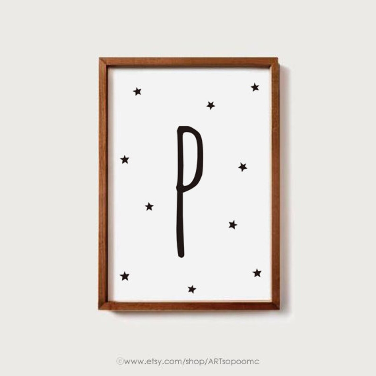 Letter P Printable Nursery Wall Art Initial P Print Black and - Etsy