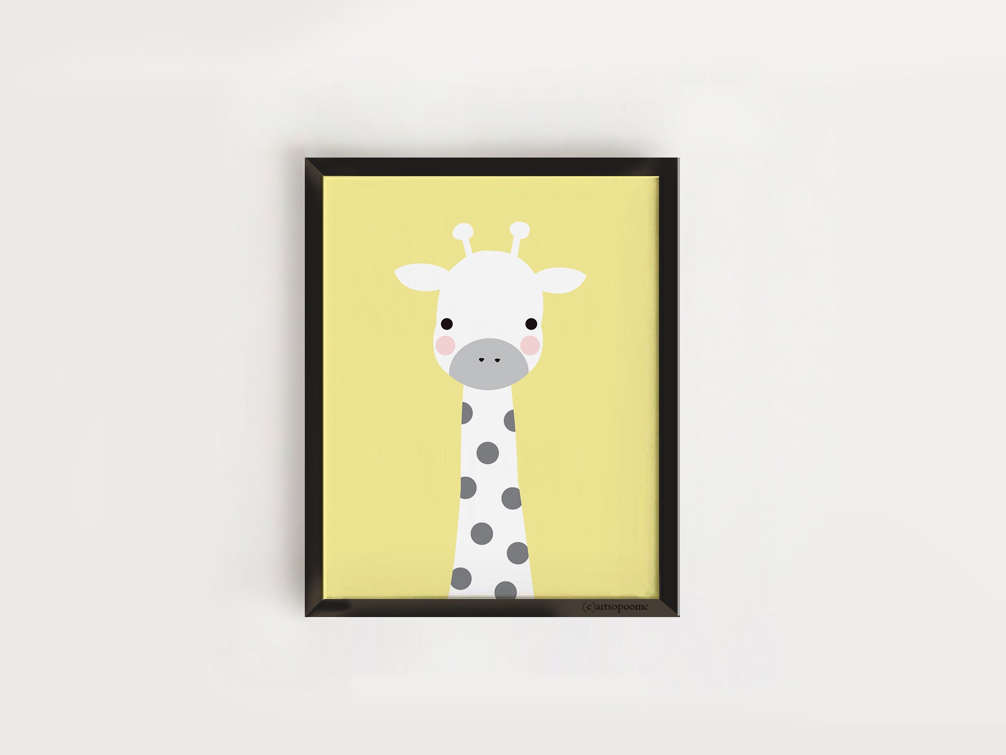 Printable Nursery Wall Art giraffe Print Baby yellow room | Etsy